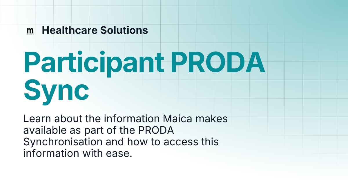 Participant PRODA Sync | Healthcare Solutions